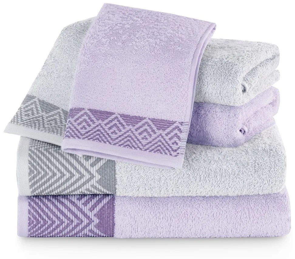 Sada bavlněných ručníků AmeliaHome Aledo fialová/šedá