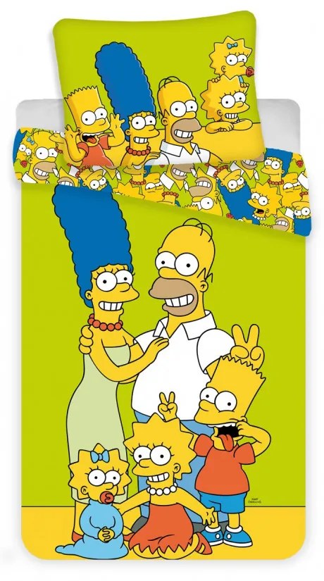 Vesna | Povlečení SIMPSONS Family Green 140x200 a 70x90 cm