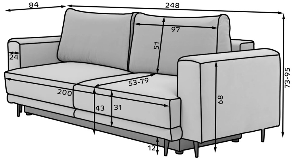 Eltap Rozkládací pohovka Dalia Materiál a barva potahu: Nube 35 - tmavě zelená