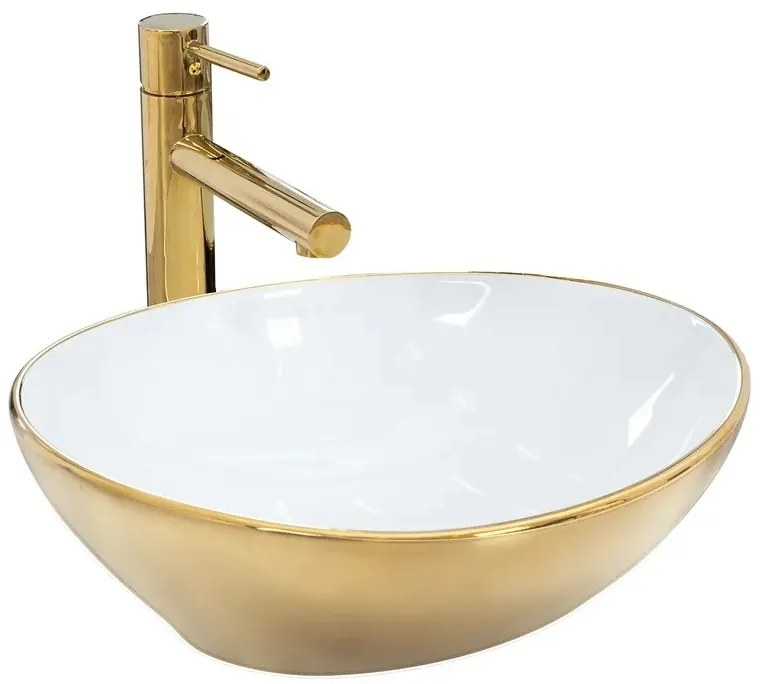 Bliss SATUR gold+white Umyvadlo na desku - lesk umyvadlo-SOFIA-GOLD-WHITE