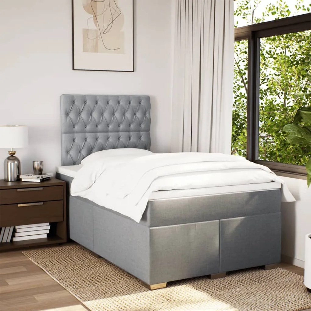Box spring postel s matrací světle šedá 120x190 cm textil 3290434