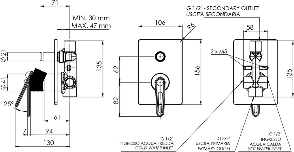 Sapho Bebé sprchová baterie podomítková 2 výstupy chrom BB042