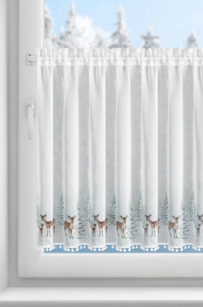 KRÁTKÁ VÁNOČNÍ ZÁCLONA NA PÁSCE XMAS18 150X70 CM VZOROVANÁ