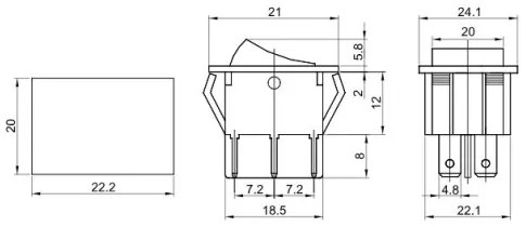 Kolébkový vypínač TRACON TES-44 ON-OFF zelený podsvětlený 16(6)A