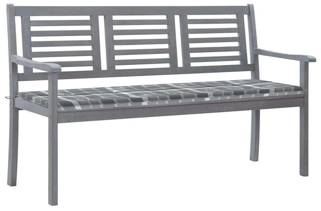 vidaXL 3místná zahradní lavice s poduškou 150 cm šedá eukalyptus
