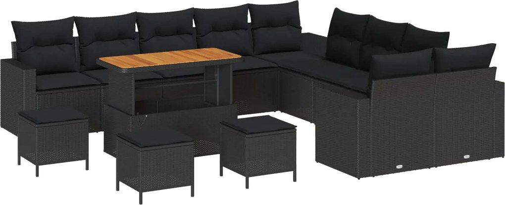 Sada zahradních pohovek 18 ks 11-Počet míst Černá polyratan 3363629