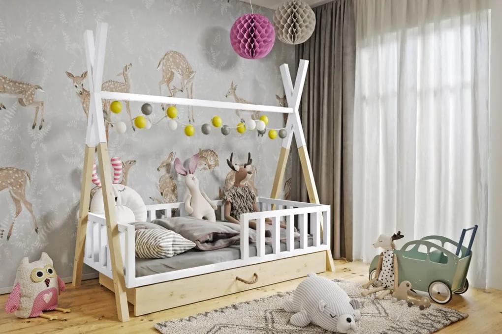 BabyBeds Dětská postel WIGWAM TIPI Velikost postele: 160x80 cm, Barevné provedení: Borovice a bílá, Úložný prostor: Ne