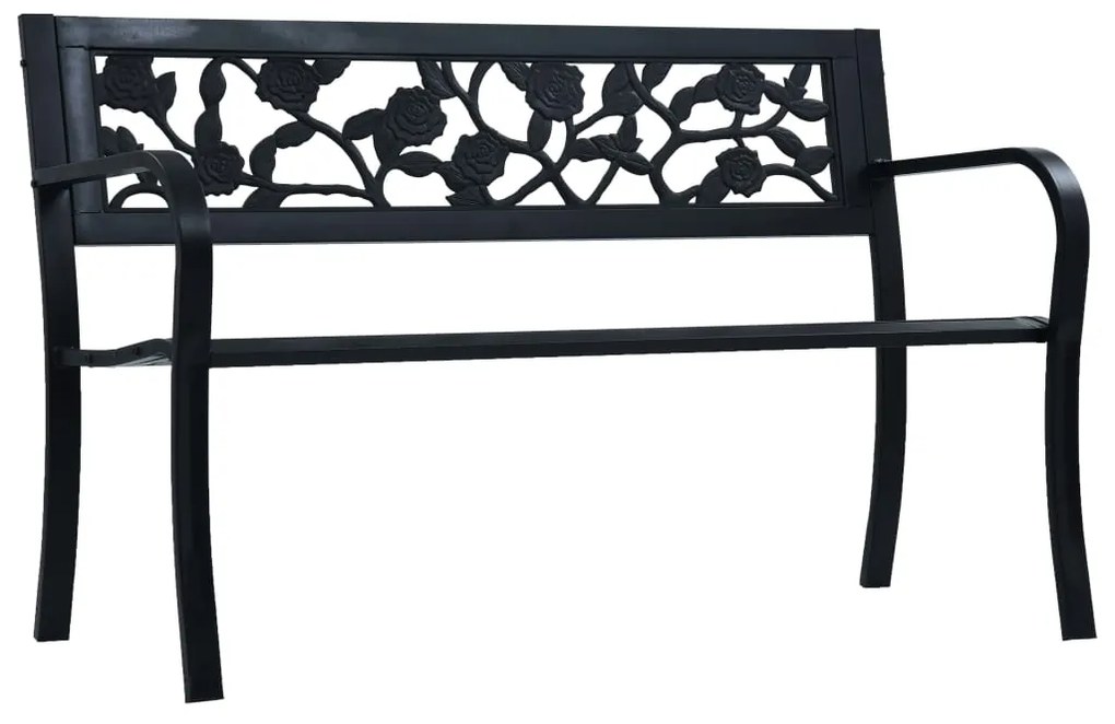 Zahradní lavice Frank - černá - ocel | 125 cm