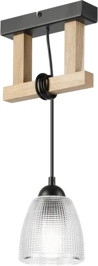 Lustr na lanku LEANDRA 1xE27/15W/230V dub/černá