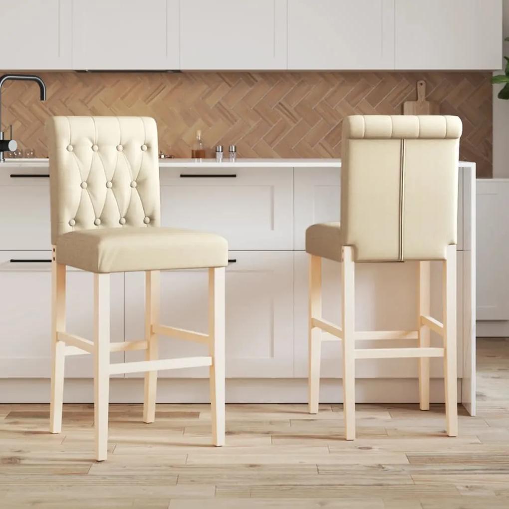 vidaXL Barové židle 2 ks masivní kaučukové dřevo a textil [4006219] Barva: taupe