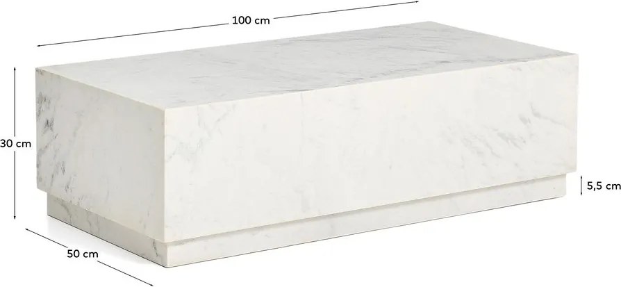 Bílý mramorový konferenční stolek 50x100 cm Sorein – Kave Home