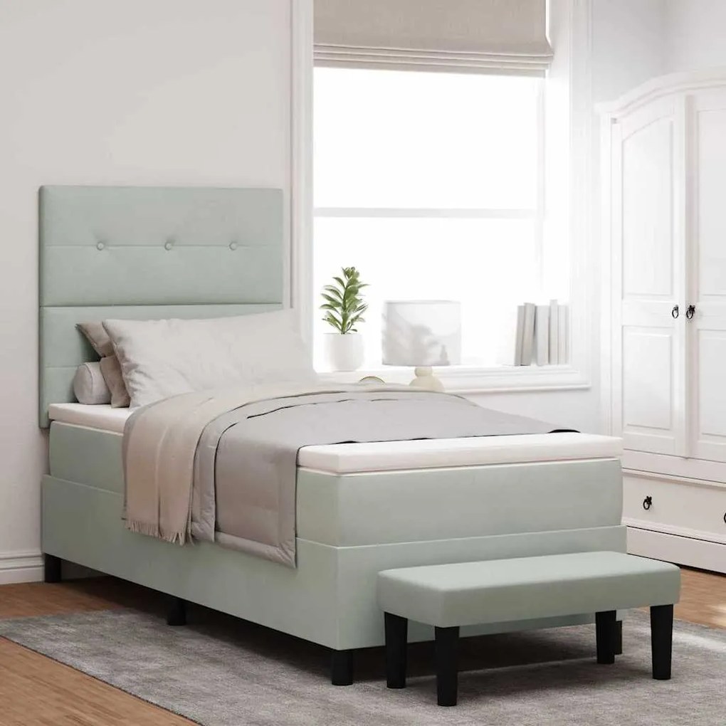 Postel s boxspringem s čelo Světle šedá 200 x 80 cm samet 3344474