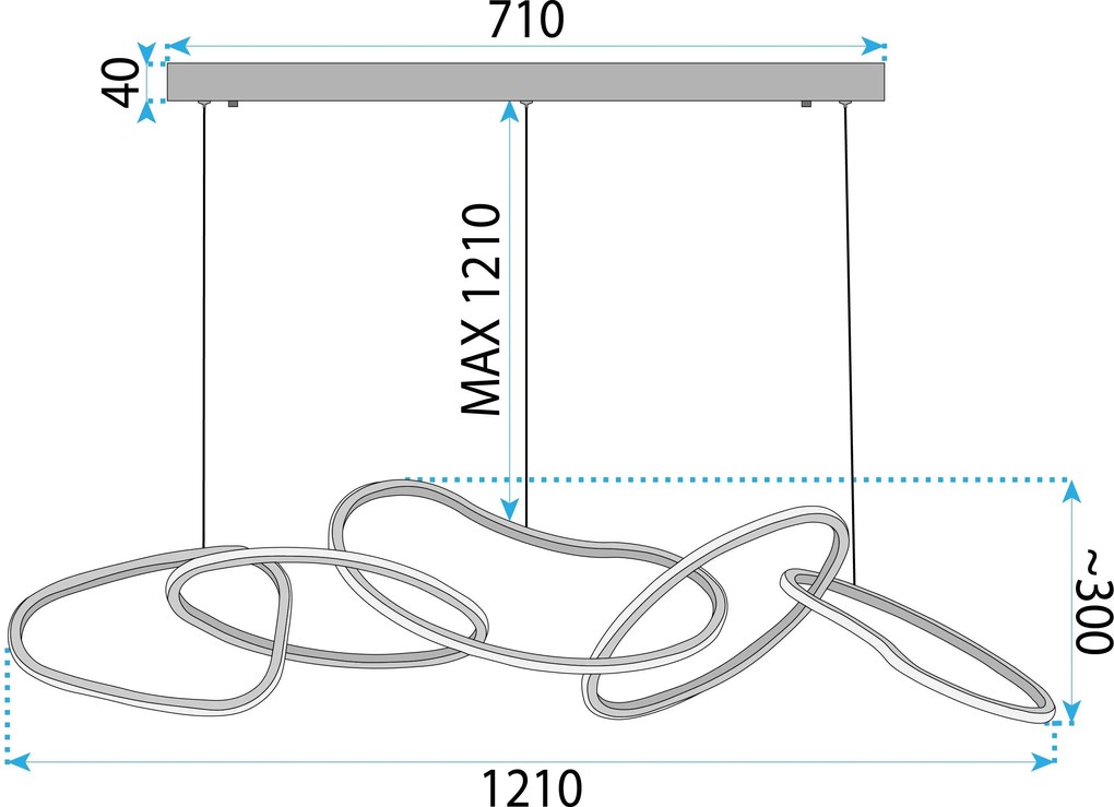 Toolight Toolight, LED stropní osvětlení 120cm, 60W, 3000K, LHJ050-CP T, zlatá, OSW-50024
