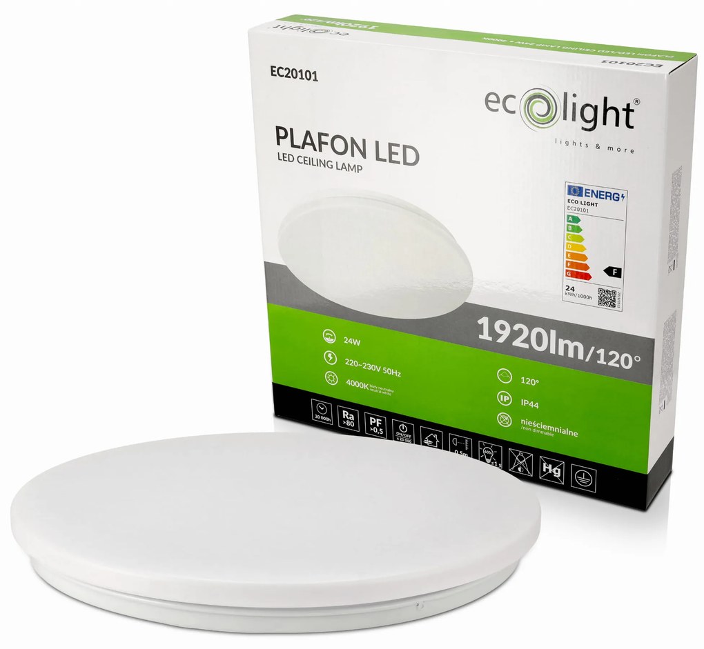 ECOLIGHT LED stropní svítidlo - 24W - IP44 - neutrální bílá