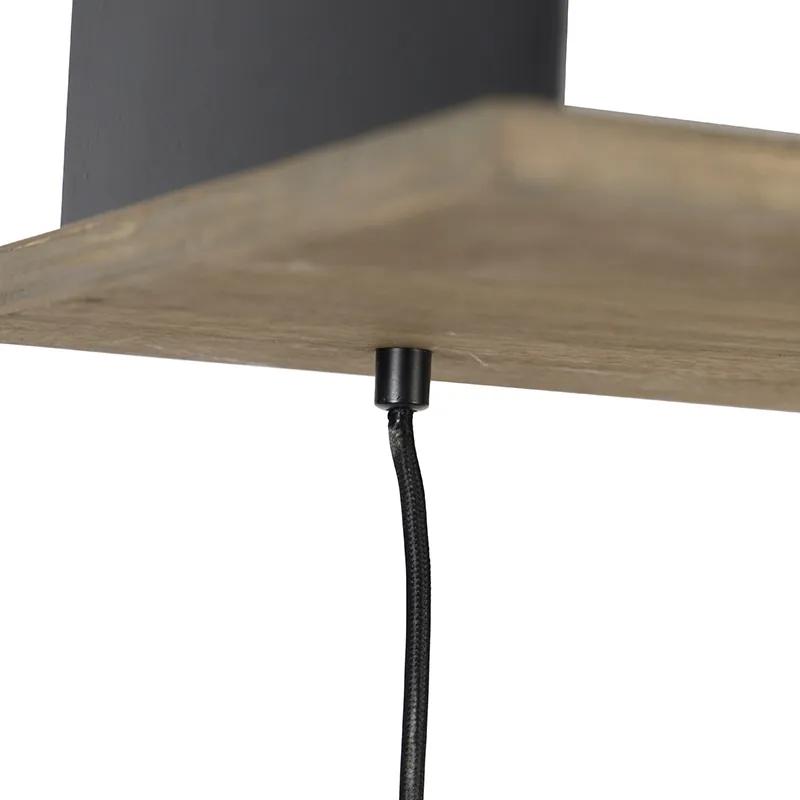 Venkovská závěsná lampa černá s dřevěným světlem 5 - Flair