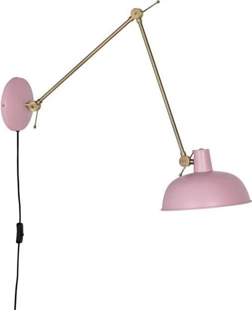 Nástěnné svítidlo s ramenem a vypínačem Milton Pink
