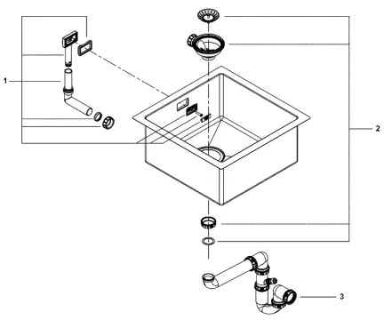 GROHE 31578SD1 - Dřez K700 464 x 464 x 200 nerez