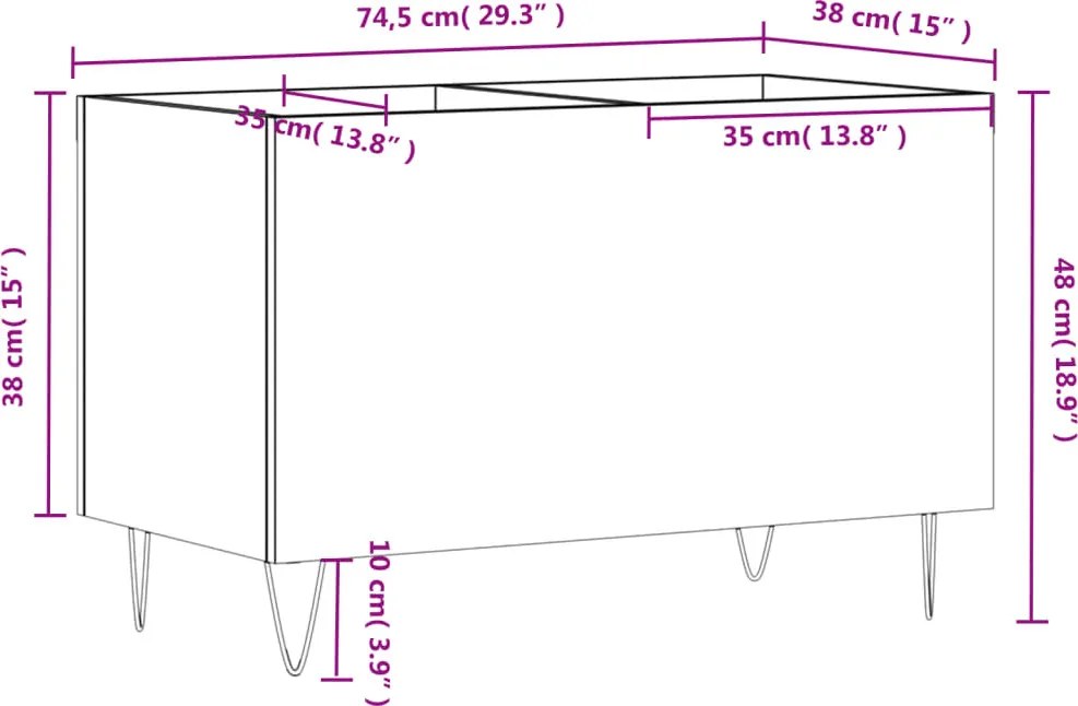 vidaXL Skříňka na LP desky 74,5x38x48 cm kompozitní dřevo [831728] Barva: Černá