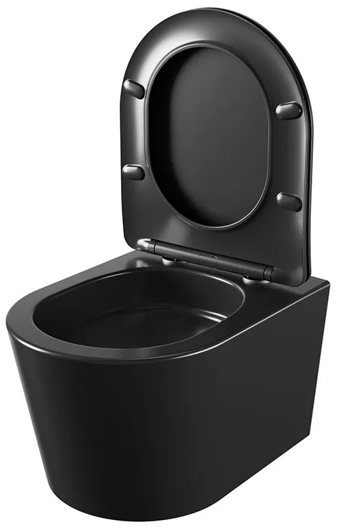 BPS-koupelny Závěsná WC mísa se SoftClose sedátkem HYD-4667, černá mat