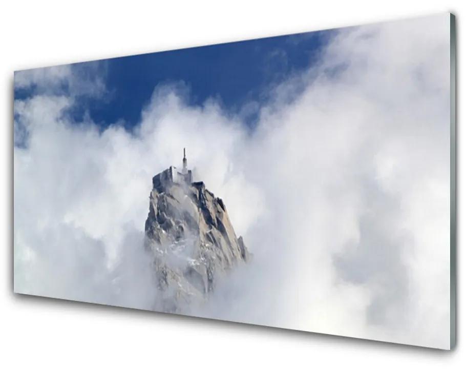 Obraz na skle Hora Mraky Krajina 140x70 cm