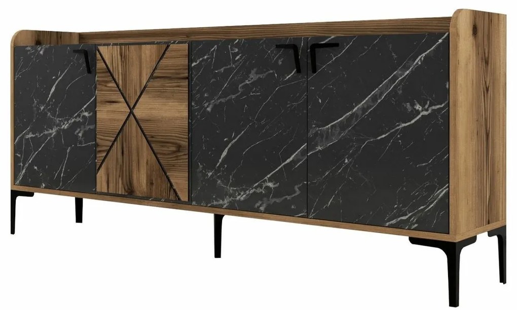 Skříňka Venedik Walnut and Black Marble