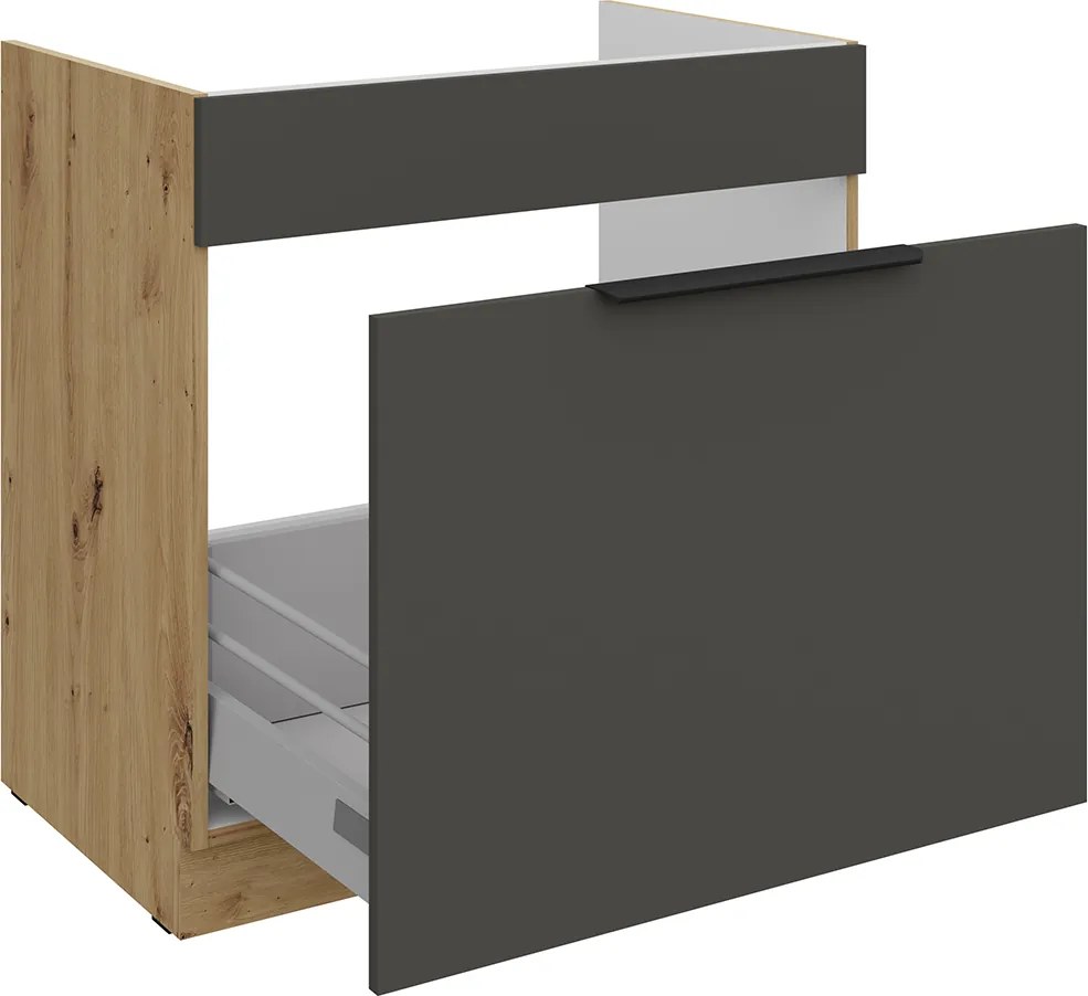 ARIA pa | dolní skříňka 80 ZL 1S dřezová | 80 cm | PREMIUM BOX | artisan/šedá grafit