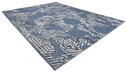 koberec Strukturální SOLE D3841 šestiúhelníky ploché tkaní modrý / velikost 140x190 cm | krásné koberce cz