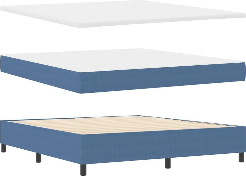 Postel s boxspringem Modrá a bílá 180 x 200 cm Žebrovaná látka 3337480