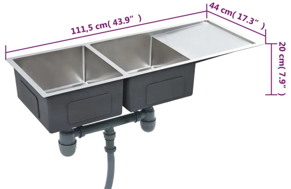 vidaXL Marketos Ručně vyrobený kuchyňský dřez nerezová ocel