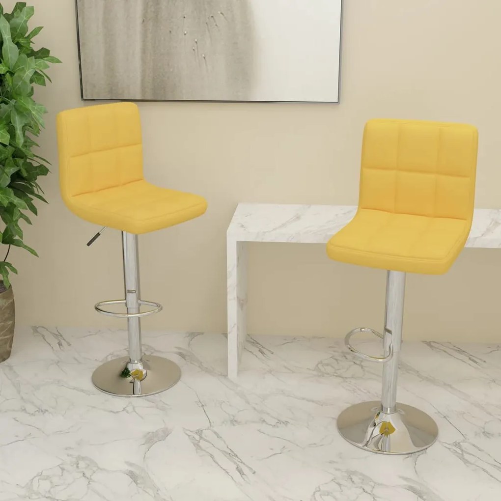 Barové židle 2 ks hořčicově žluté textil 334246