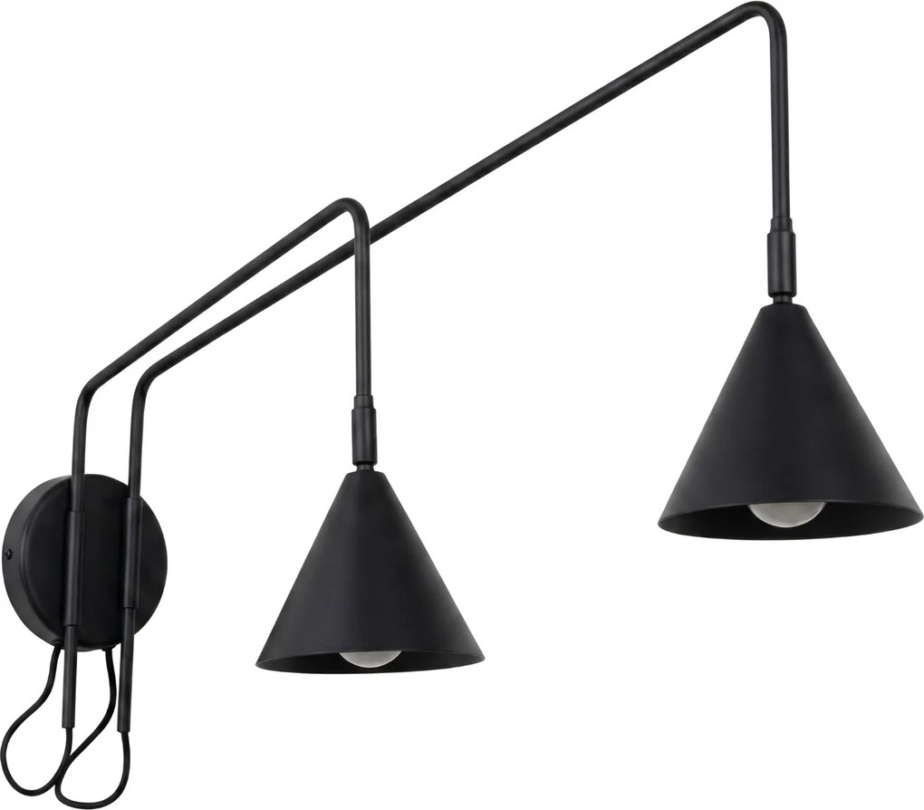 Sollux Lighting Nástěnné svítidlo NOX 2 černé s vypínačem