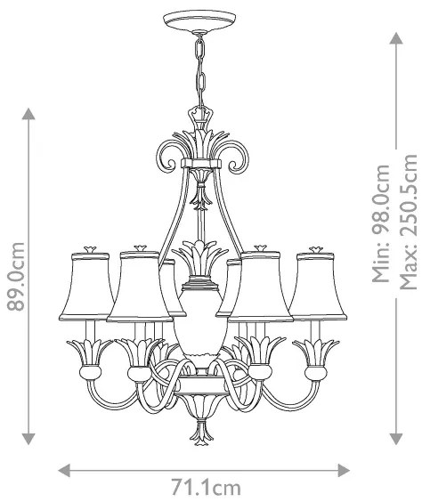 Hinkley HK-PLANT7-PL - Lustr na řetězu PLANTATION 7xE14/40W/230V stříbrná