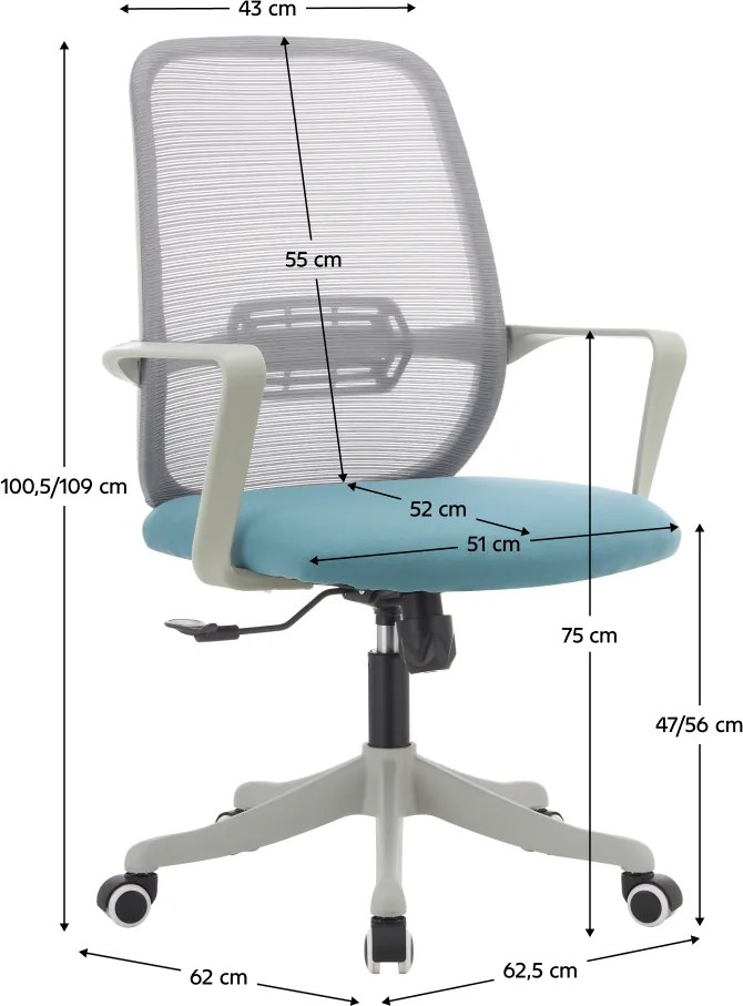 Kancelářské křeslo, šedá/modrá DERVIN