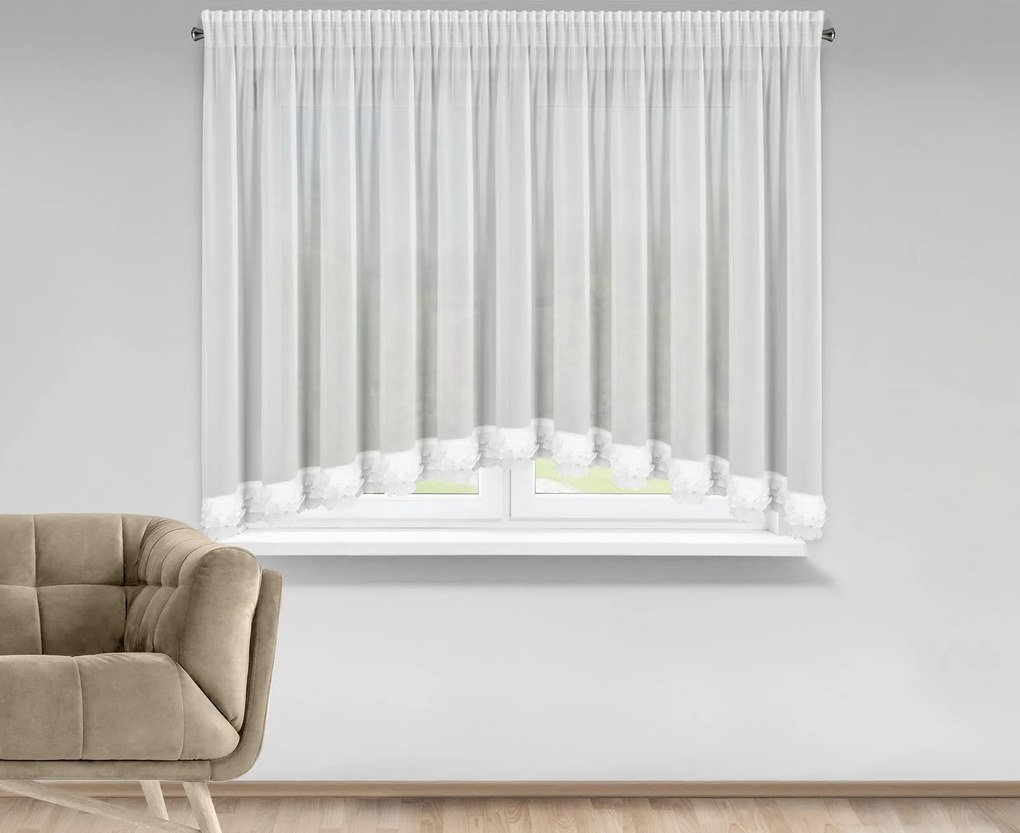 ZÁCLONA NA PÁSCE LUISA 400X160 CM BÍLÁ
