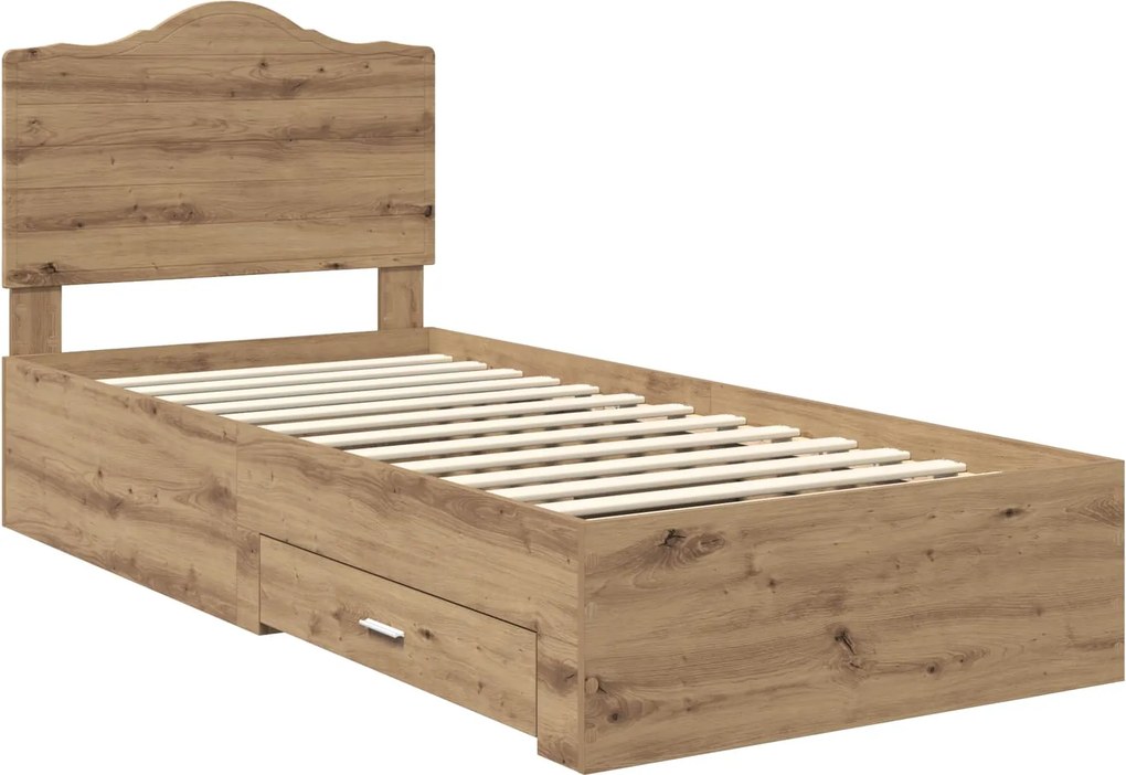 Rám postele s čelo Artisanový dub 90 x 190 cm Kompozitní dřevo 3413665