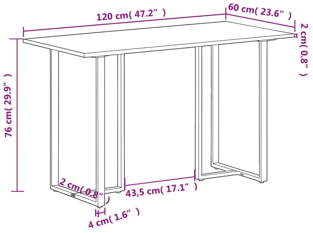vidaXL Marketos Jídelní stůl 120 cm hrubé mangovníkové dřevo