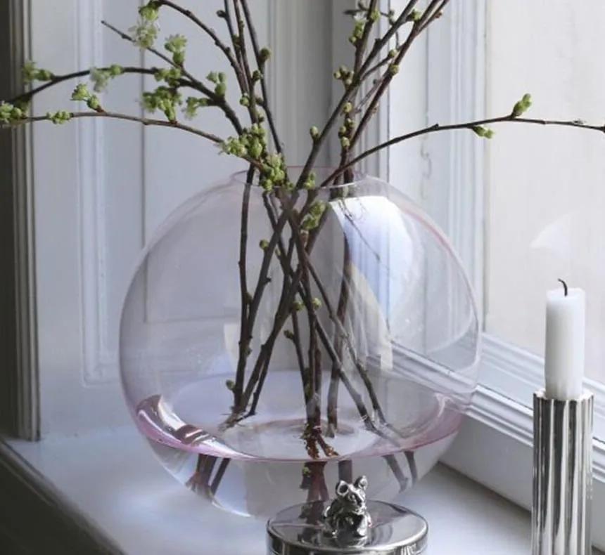 COOEE Design Kulatá skleněná váza Ball Glass Pink 25cm, růžová barva, sklo  | BIANO