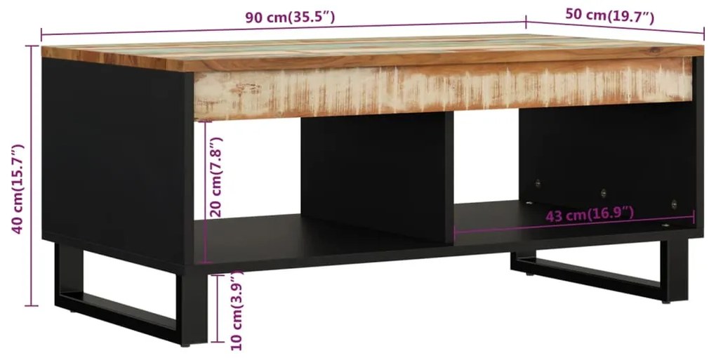 Konferenční stolek 90 x 50 x 40 cm masivní recyklované dřevo,  352871