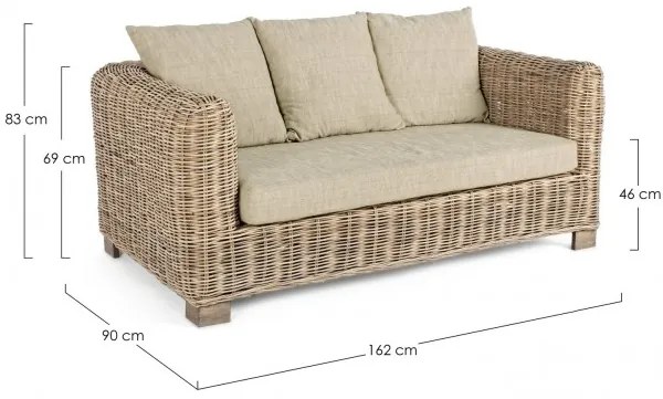 BIZZOTTO Ratanová pohovka FORTALEZA 162 cm 0671631