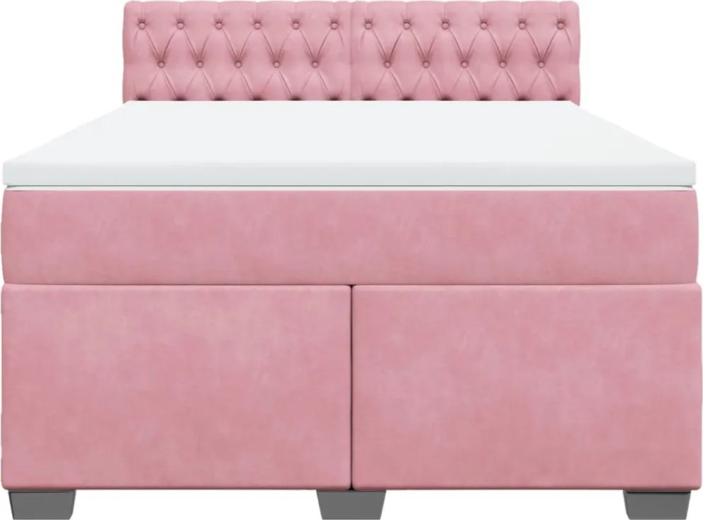 Box spring postel s matrací tmavě růžová 140 x 200 cm samet 3286341