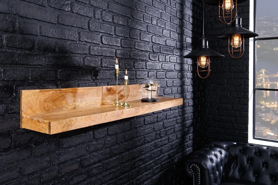 Designová nástěnná police Elegant 80 cm mango