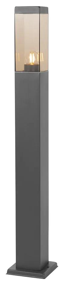 Moderní venkovní lampový sloup tmavě šedý s kouřem 80 cm - Malios