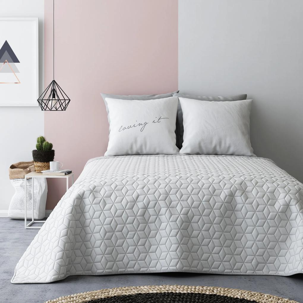 Oboustranné deky na postel v bílo šedé barvě s abstrakným vzorem 200 x 220  cm | BIANO