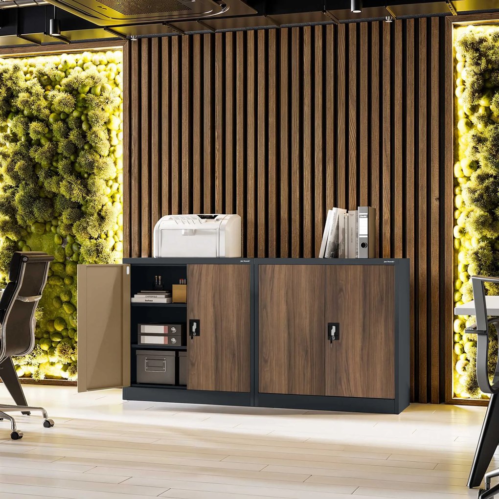 Nízká skříň na spisy a dokumenty, antracit/ořech, 900x930x400 mm: BEATA Eco Design
