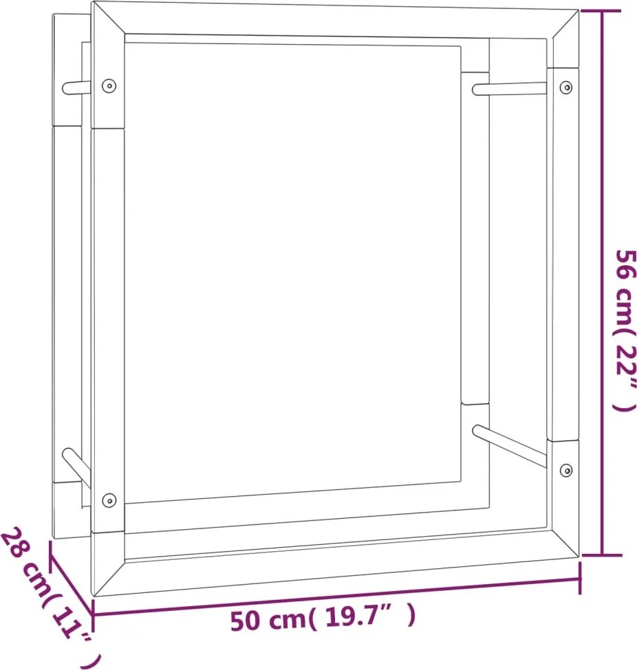 vidaXL Stojan na palivové dřevo matný 50 x 28 x 56 cm ocel [350304] Barva: Černá