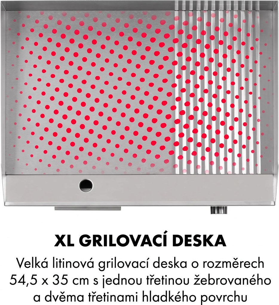 Klarstein Grillmeile 3000GR, elektrický gril, 3000 W, 54,5 x 35 cm, hladký/žebrovaný