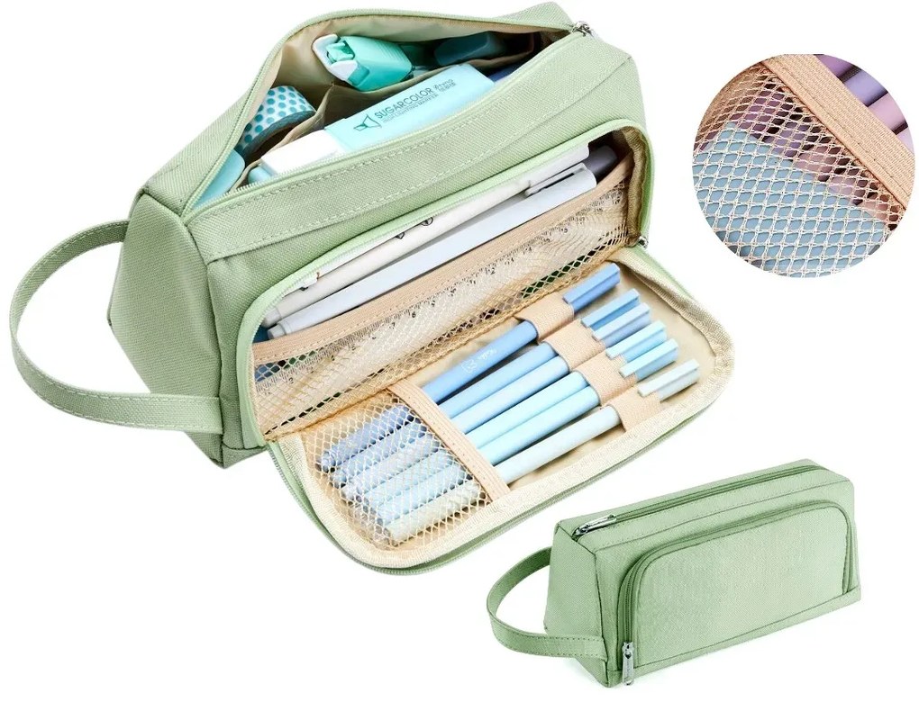 Multifunkční penál TUBA ORGANISER, zelený polyester, 22x9x9 cm