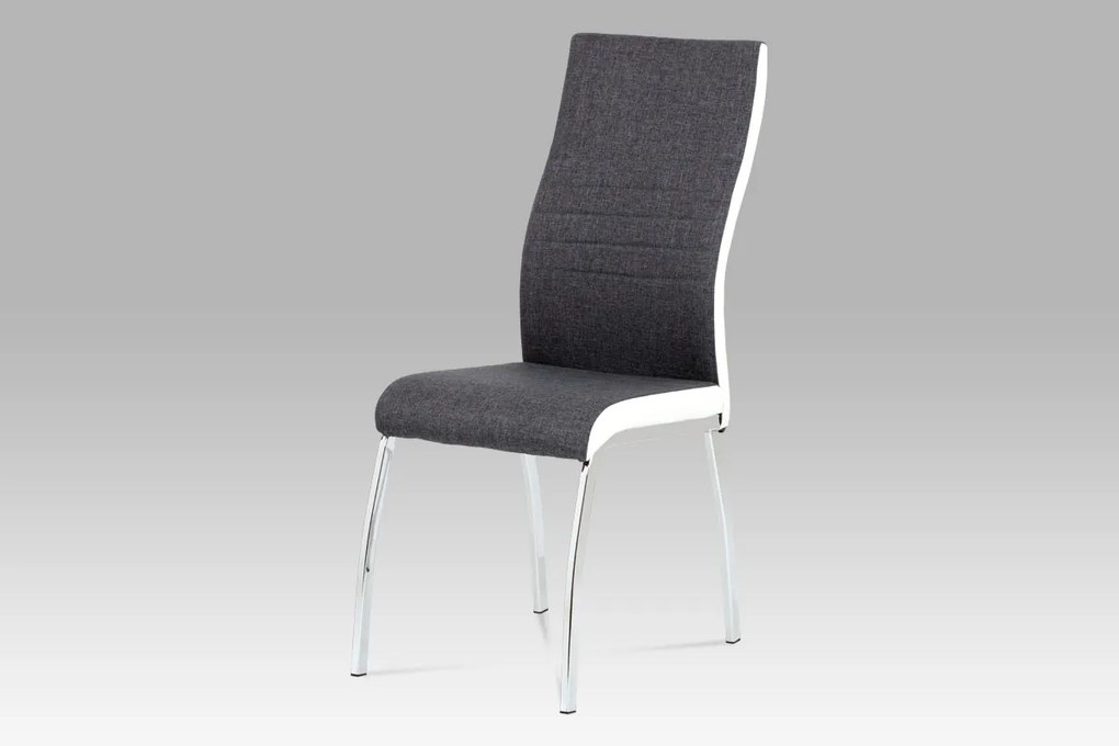 Artium Jídelní židle šedá látka + bílá koženka / chrom - DCL-433 GREY2