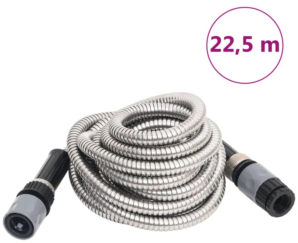 Zahradní hadice s tryskou stříbrná 0,6" 22,5 m nerezová ocel 154512