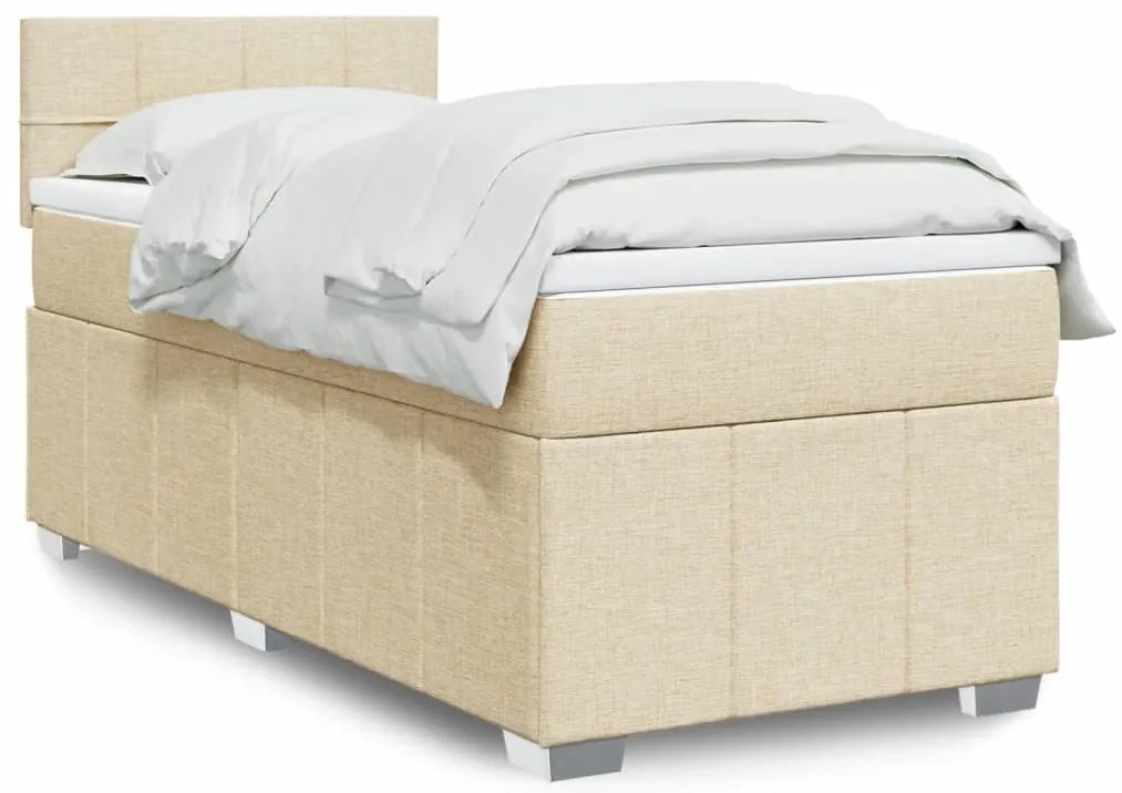 Box spring postel s matrací krémová 100 x 200 cm textil 3289284